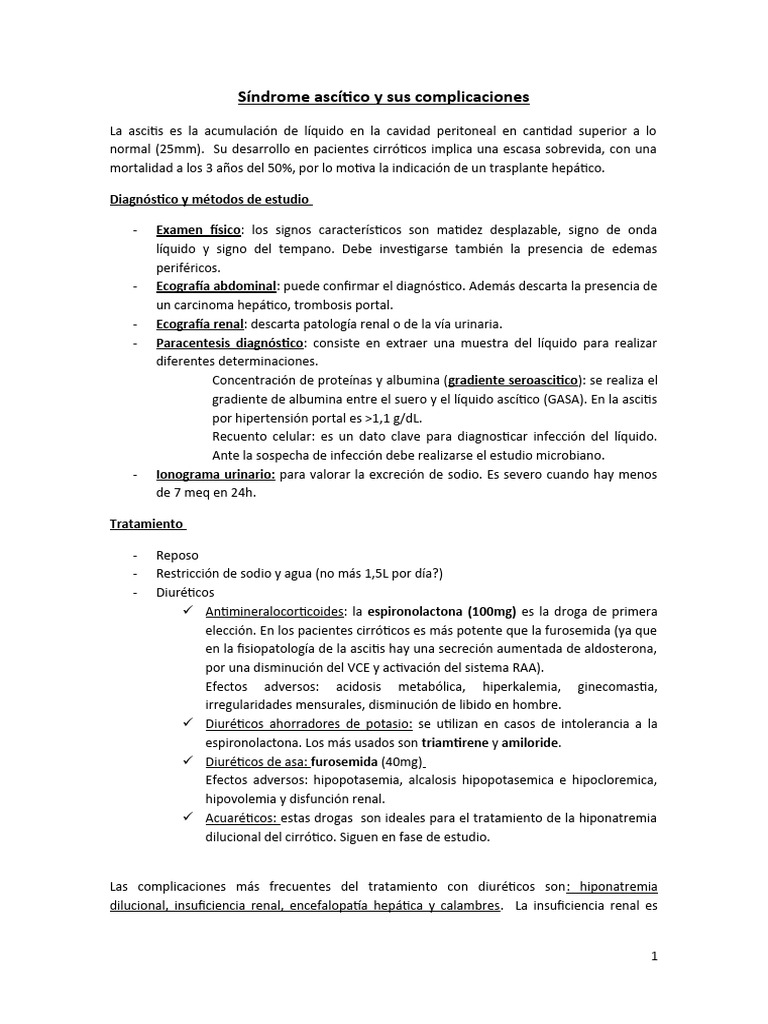 Sindrome Ascitico y Sus Complicaciones | PDF | Especialidades Medicas ...