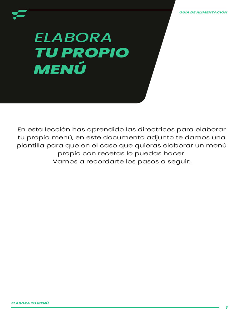 Elabora Tu Propio Menú de Dieta | PDF