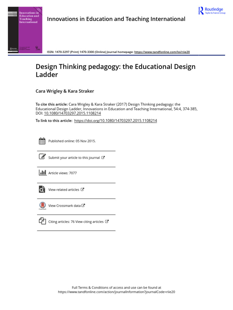 Design Thinking Pedagogy The Educational Design Ladder | PDF | Design ...