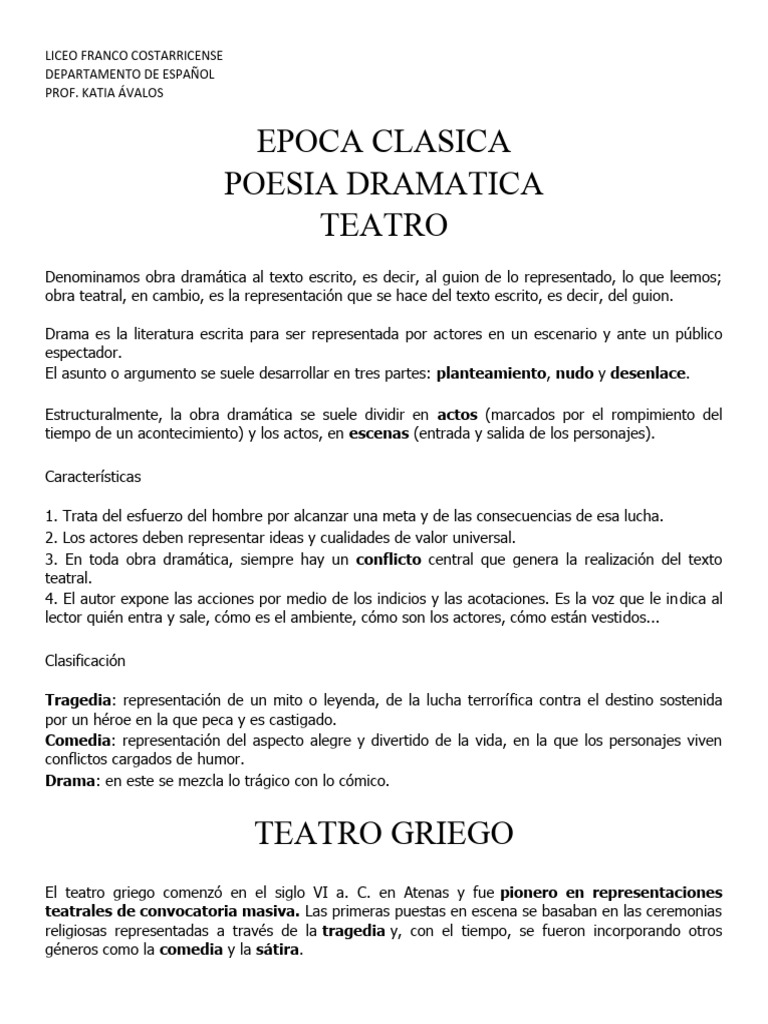 Epoca Clasica Poesia Dramatica Teatro | PDF | Tragedia | Teatro