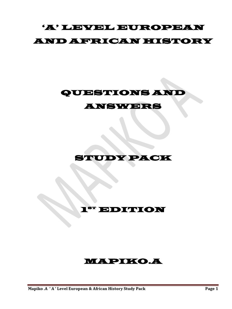 Mapiko A Study Pack A Level History-1 | PDF | French Revolution | Taxes