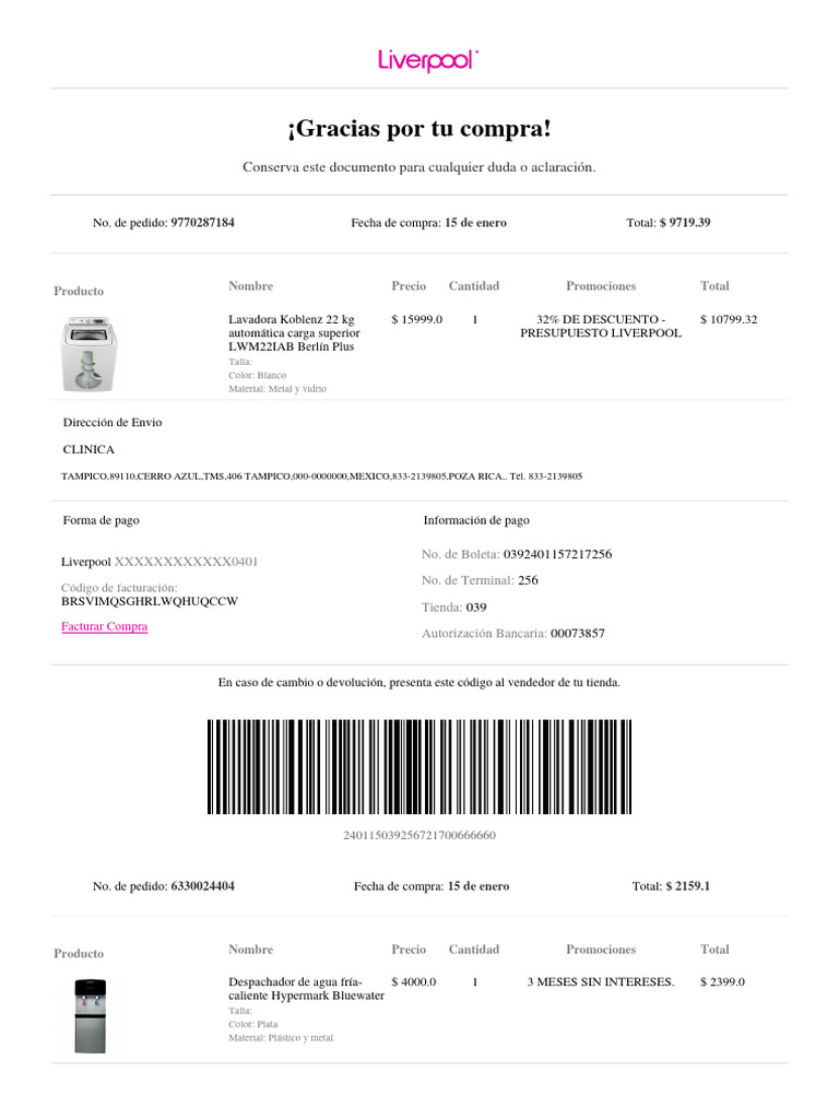 ¡Gracias Por Tu Compra!: Conserva Este Documento para Cualquier Duda o Aclaración | PDF