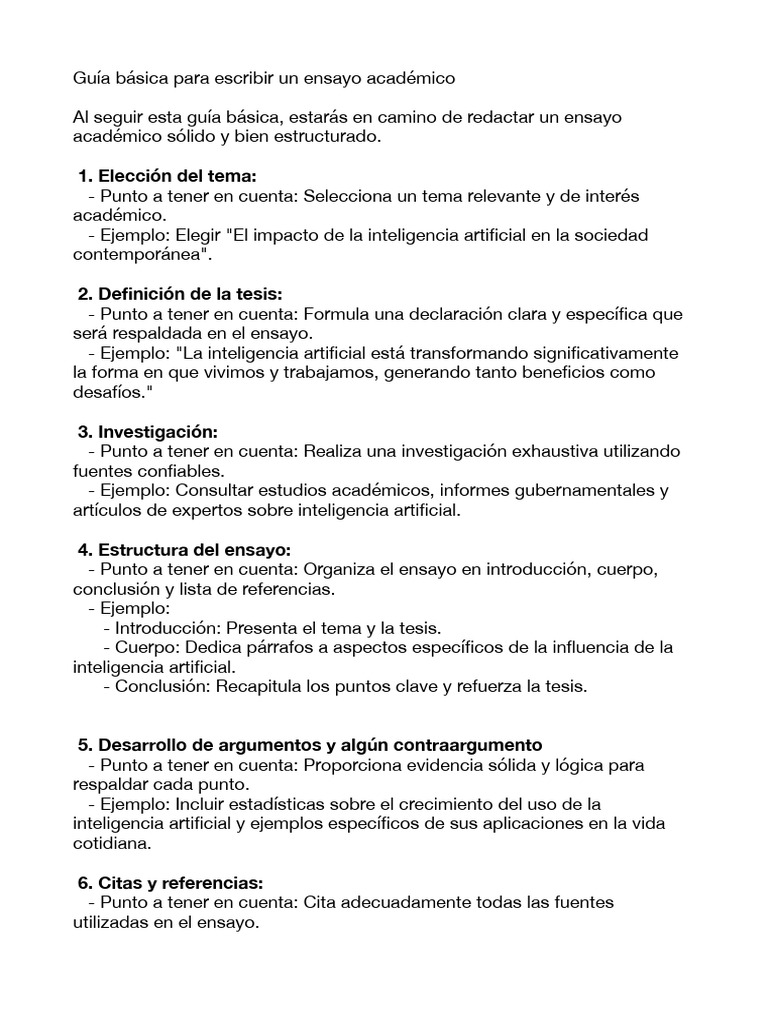 Guía básica para en ensayo académico | PDF | Ensayos | Inteligencia