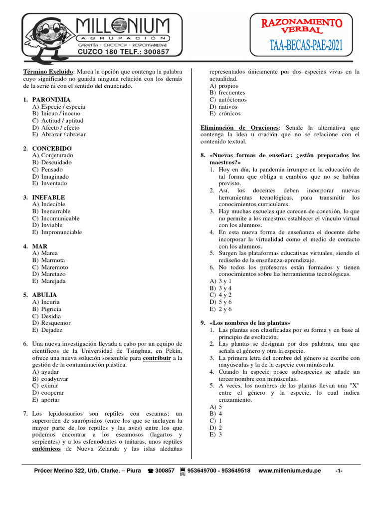 Ejercicios de Comprensión y Vocabulario | PDF | Palabra | Lexicografía