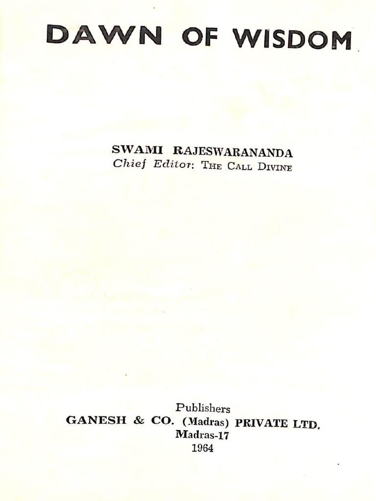 Dawn of Wisdom | PDF