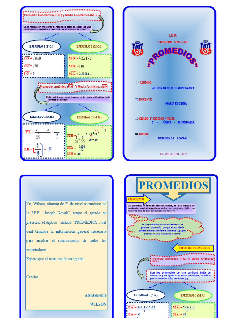Diptico Promedios | PDF | Significado aritmetico | Matemáticas