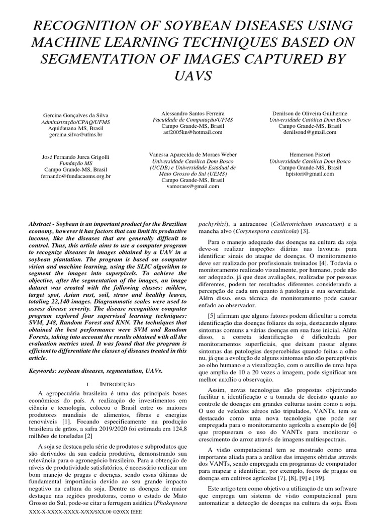 (25) Recognition Of Soybean Diseases Using Machine Learning Techniques Based On Segmentation Of ...
