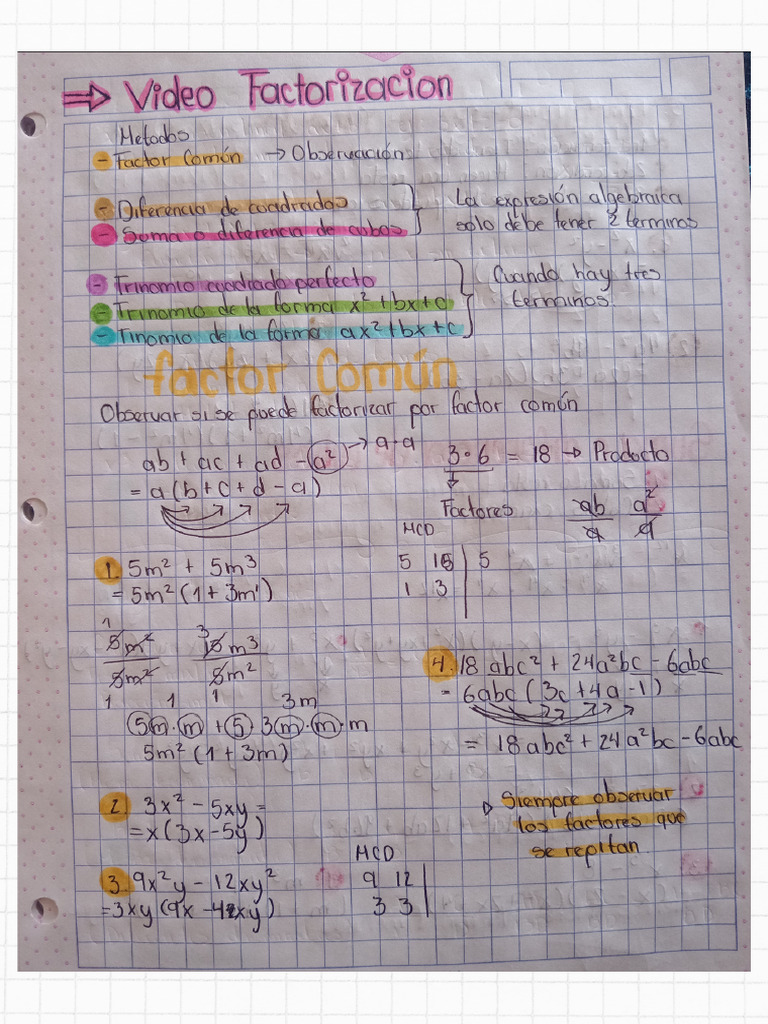 Apunte Video de Factorización - 20240205 - 142730 - 0000 | PDF