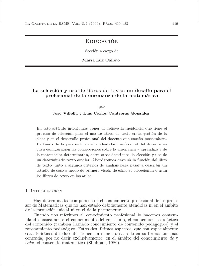 La Selecci On y Uso de Libros de Texto: Un Desaf Io para El Profesional de La Ense Nanza de La ...