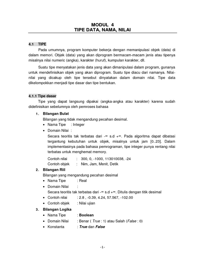 4-Tipe Data, Nama, Nilai - 2 | PDF