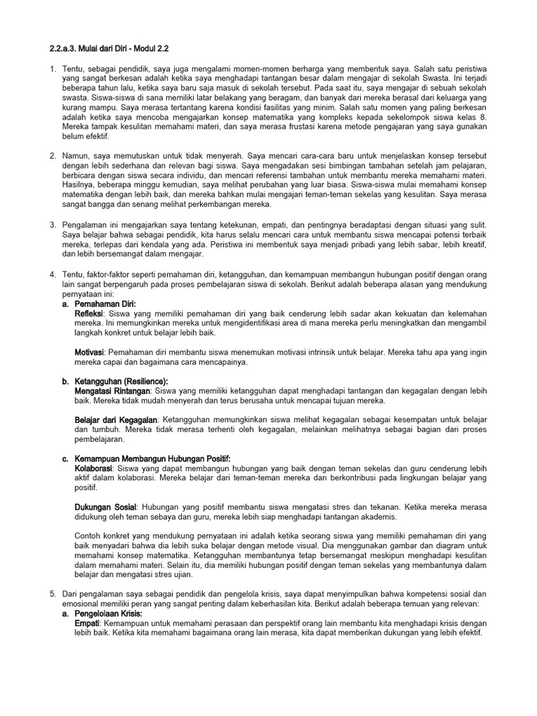 2.2.a.3. Mulai Dari Diri - Modul 2.2 | PDF | Karier & Perkembangan | Pengembangan Diri