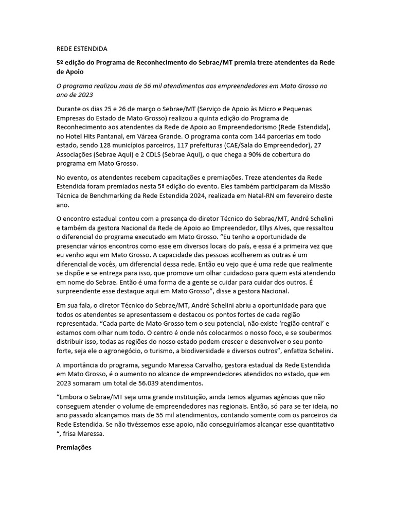 Rede Estendida | PDF | Empreendedorismo