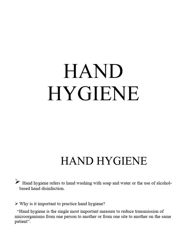 Hand Hygiene | PDF | Hand Washing | Hygiene