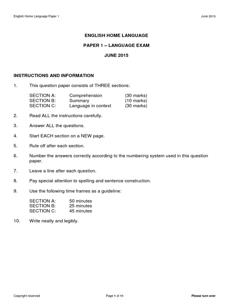 ENG HL Grade 10 P1 | PDF | Vitamin | Sugar