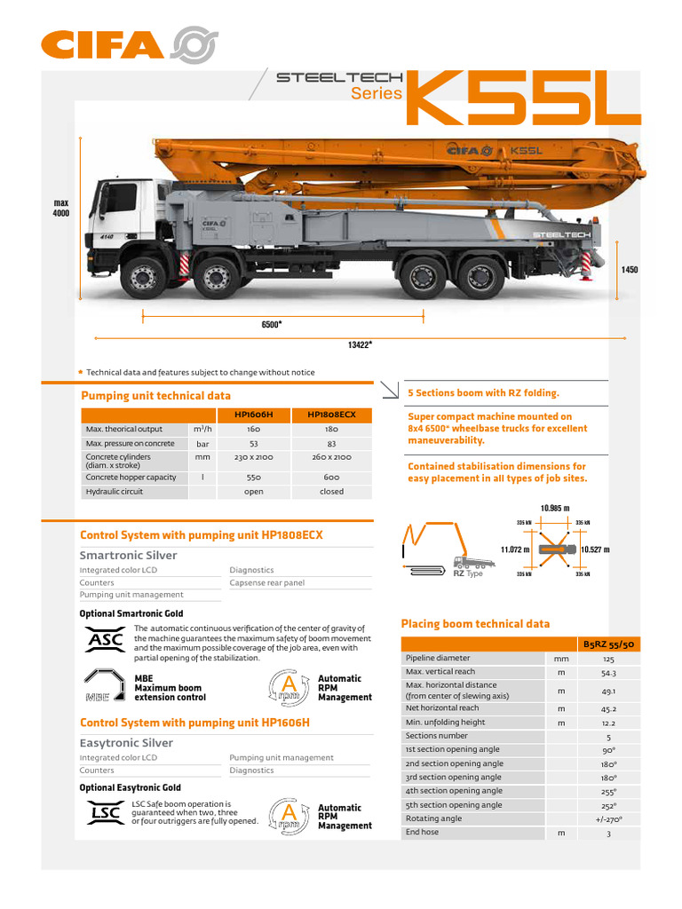 CIFA Steel Tech K55L - Data Sheet | PDF | Vehicles | Land Vehicles