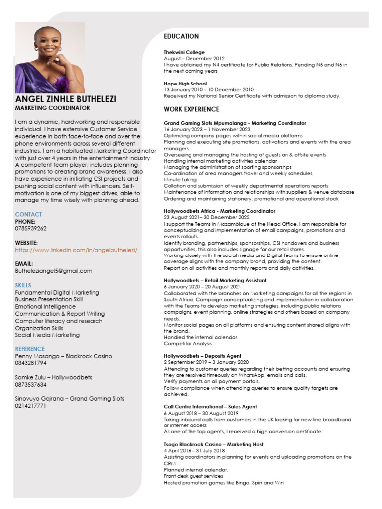 Angel Z Buthelezi CV - Copy | PDF | Social Media | Popular Culture ...