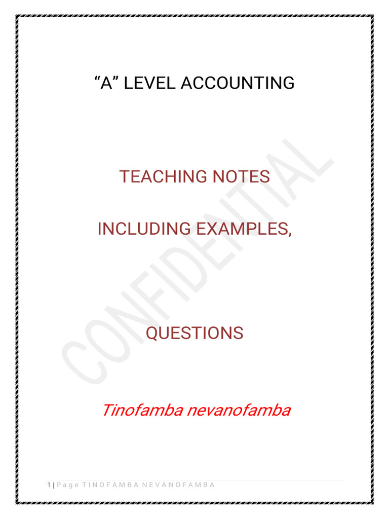 A'level Accounting Notes | PDF