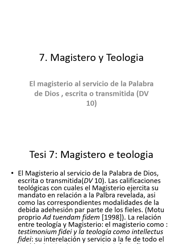 El Magisterio, Tipos y Relacion Con La Teologia | PDF | Iglesia ...