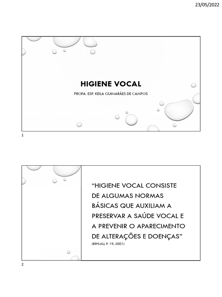 Higiene Vocal | PDF | Canto | Voz humana