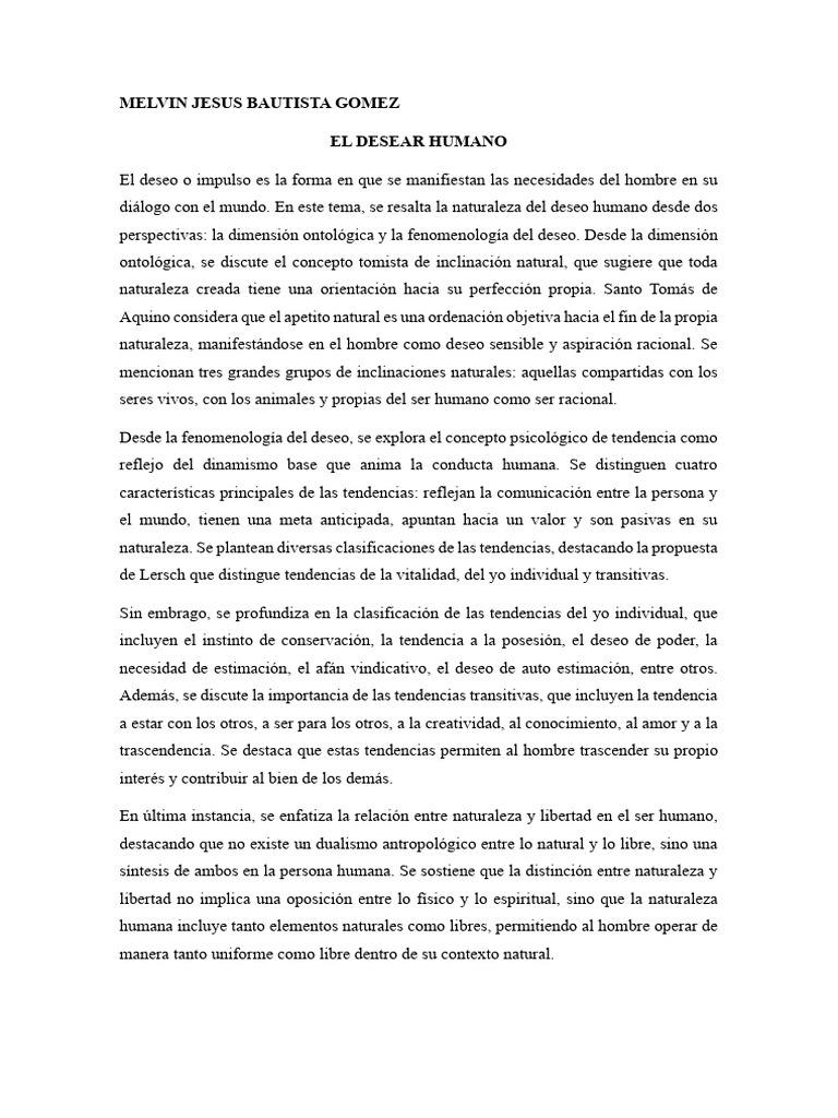 La Naturaleza del Deseo Humano | PDF