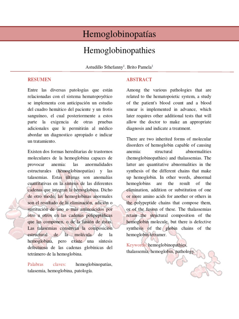 Hemoglobinopatias | PDF | Vertebrados | Tejido (biología)