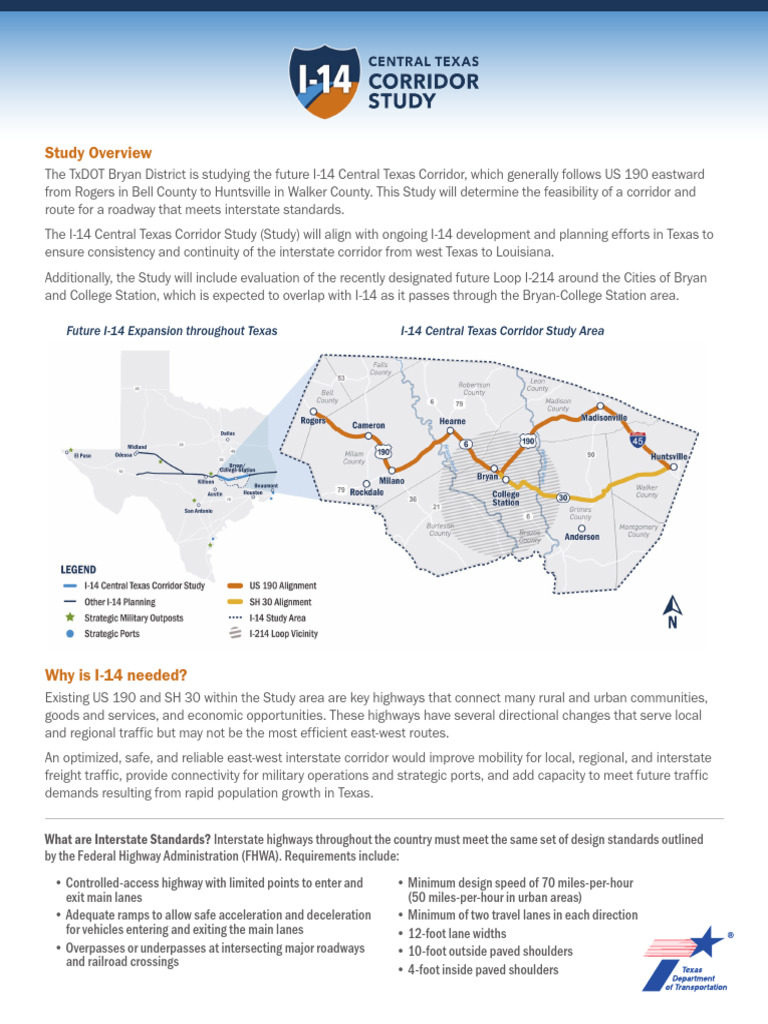 I-14 Central Texas Corridor Study | Download Free PDF | Transport | Road Infrastructure