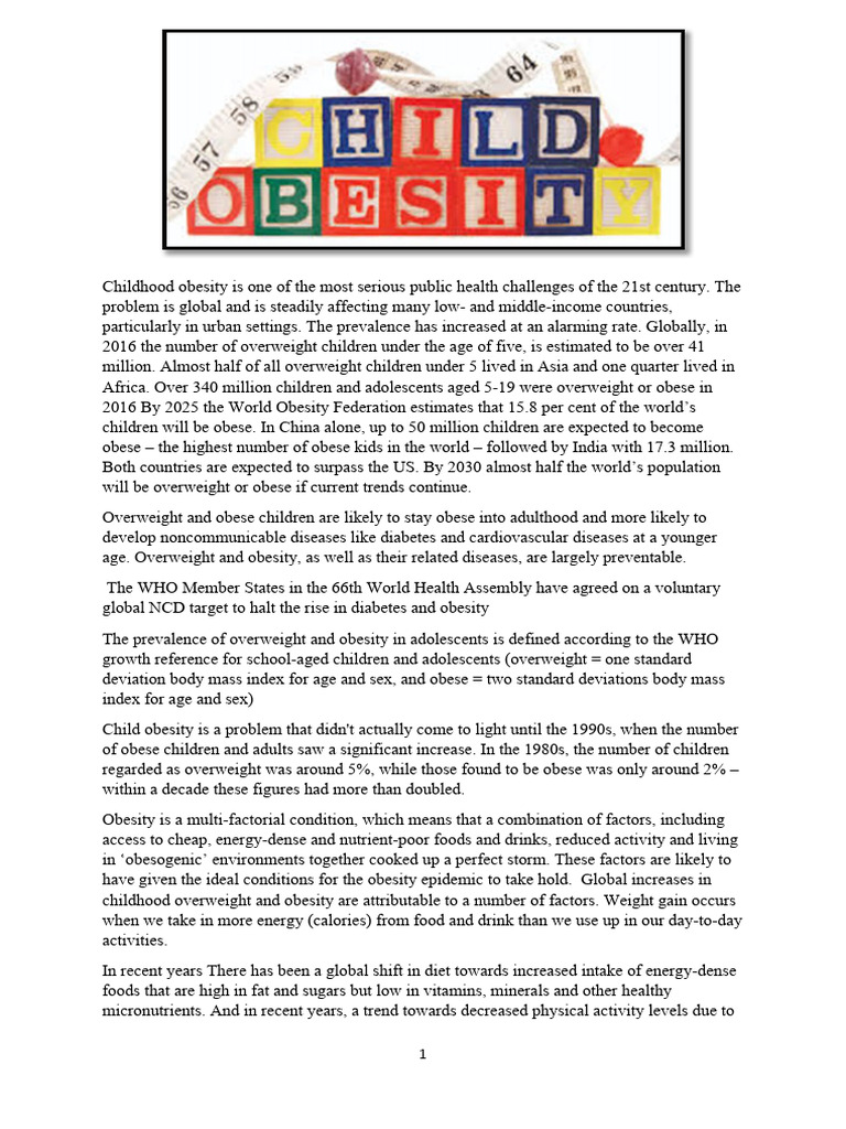 Global Childhood Obesity Crisis Overview | PDF | Obesity | Childhood ...