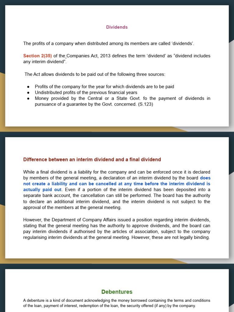 Dividends & Debentures. | PDF | Debenture | Securities (Finance)