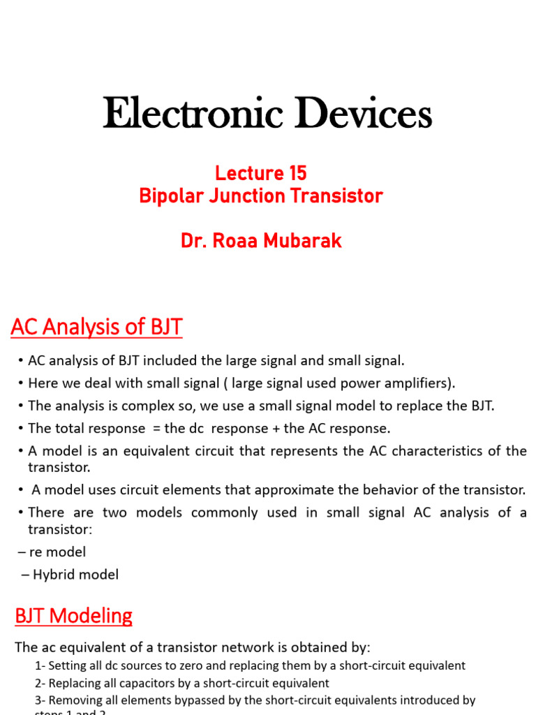 Electronic Devices Lecture 15 | PDF | Bipolar Junction Transistor | Electrical Network