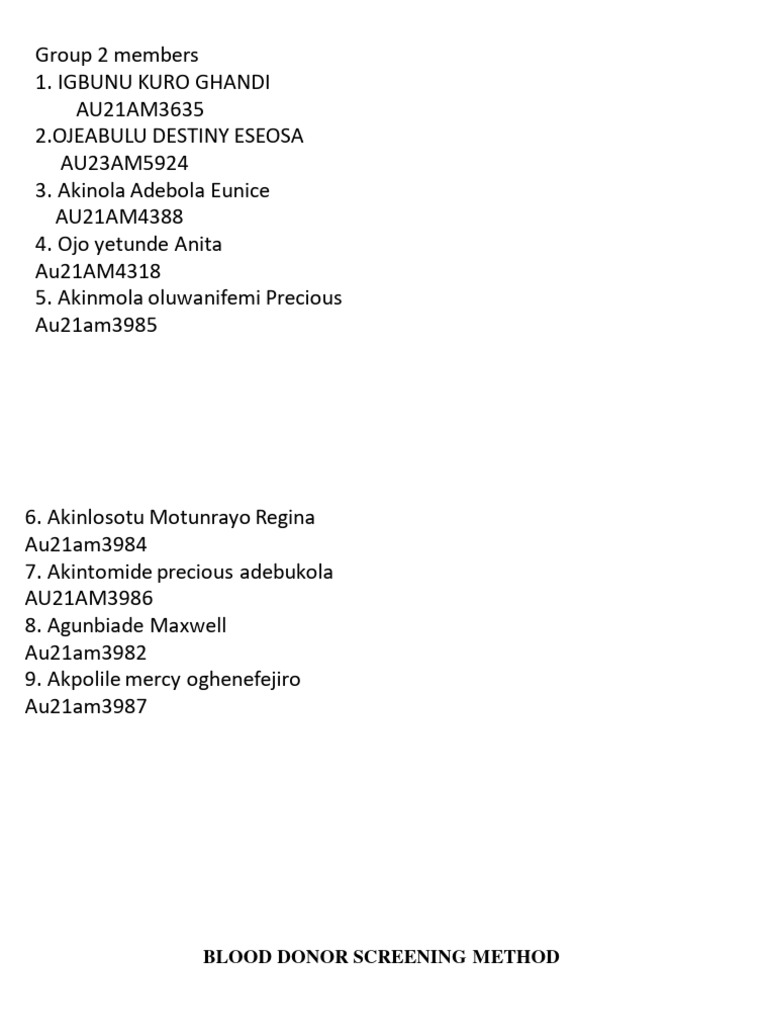 Blood Donor Screening Method | PDF | Elisa | Blood Donation