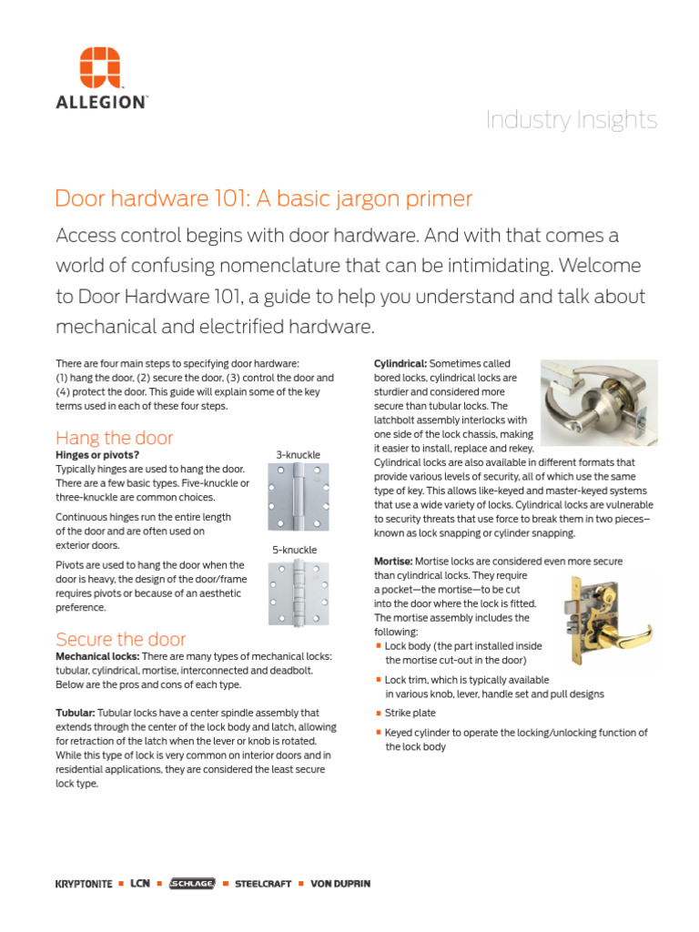 Door Hardware Specification Guide | PDF | Security Technology ...
