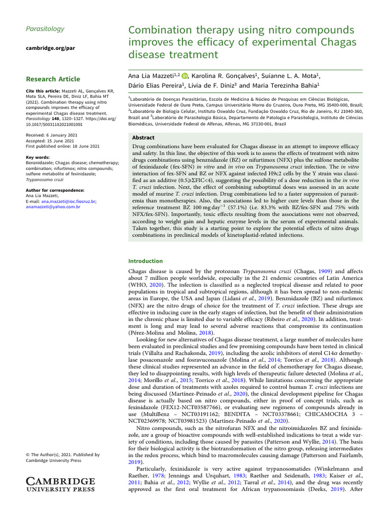 Combination Therapy Using Nitro Compounds Improves | PDF | Polymerase ...