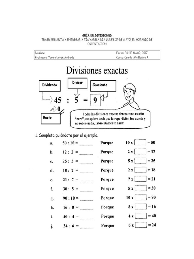 Guia Divisiones Exactas | PDF