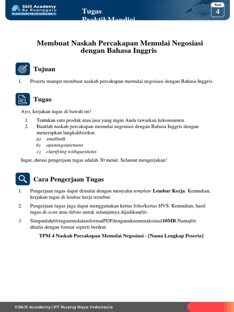 TPM 4 Naskah Percakapan Memulai Negosiasi - (Wilda) | PDF | Karier & Perkembangan | Bisnis