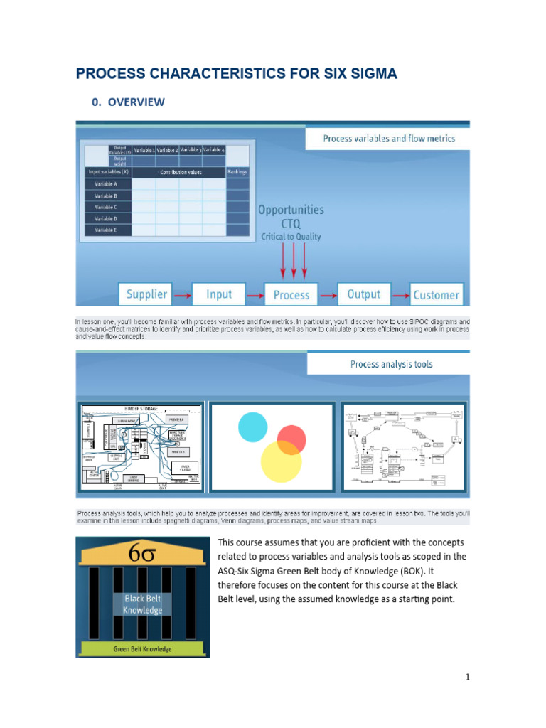 Process Characteristics For Six Sigma | PDF | Matrix (Mathematics ...
