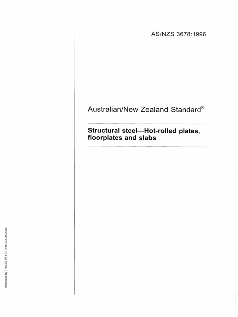 AS3678 Structural Steel - Hot Rolled Plates, Floorplates and Slabs | PDF