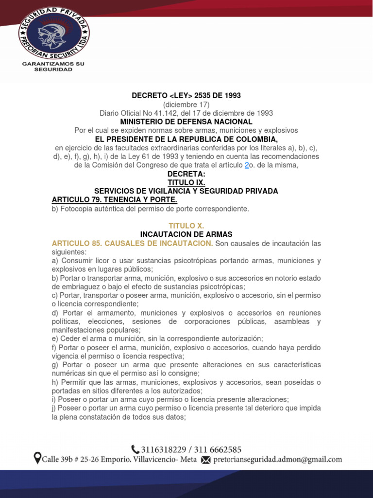 Art, 85 Decreto 2535 Causales de Incautacion | PDF | Gobierno