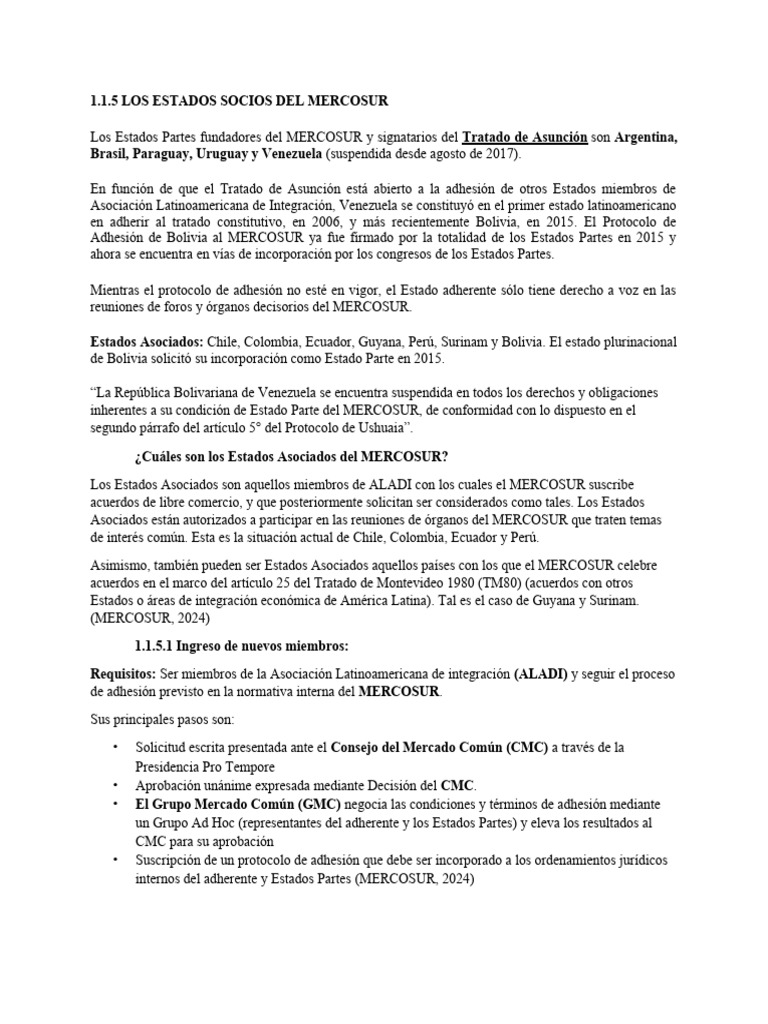 Los Estados Socios Del Mercosur | PDF | Gobierno