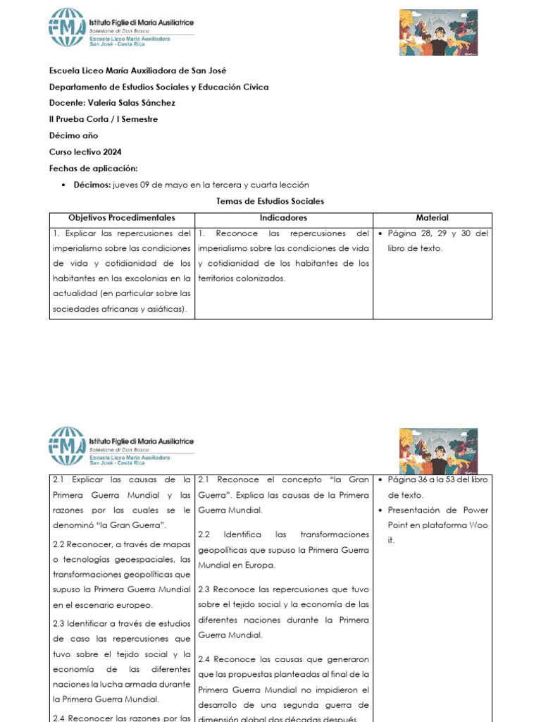 Temas IIPrueba Corta Estudios Sociales | PDF