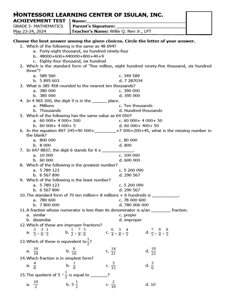 Math Grade 5 | PDF | Triangle | Rectangle