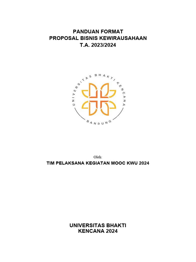 Panduan Format Proposal Bisnis MOOC KWU 2024 | PDF