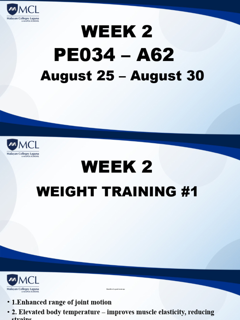 WEEK 2 PE034 - A62 Weight Training #1 | PDF
