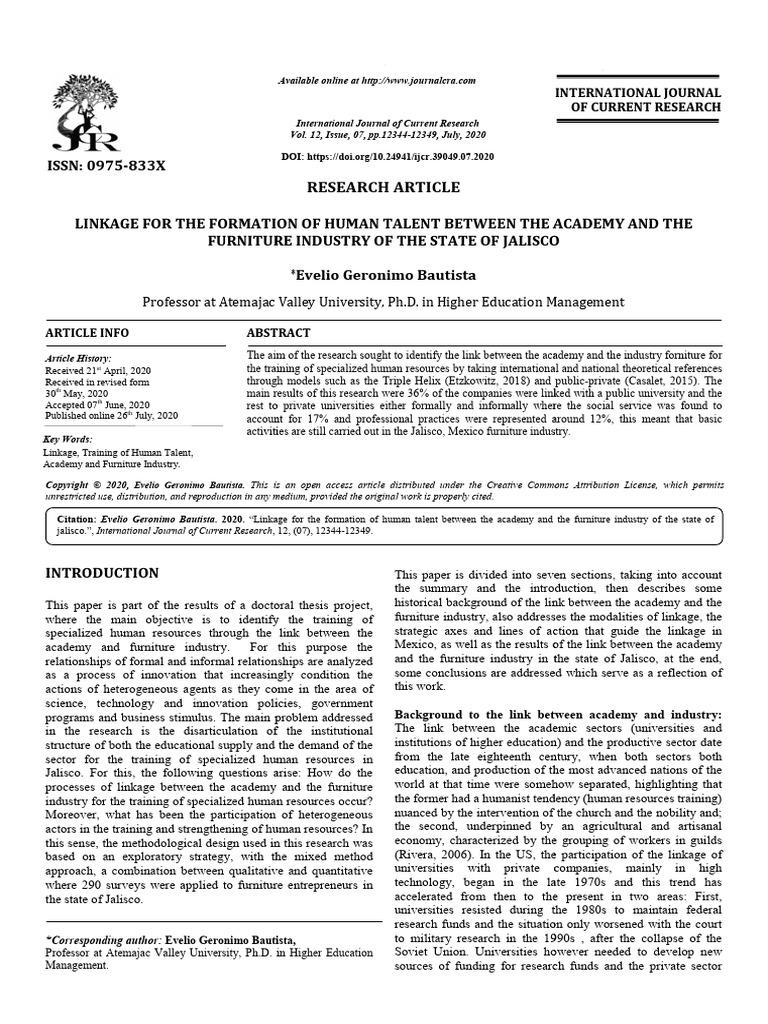 Linkage For The Formation of Human Talent 2020 | PDF | Innovation ...