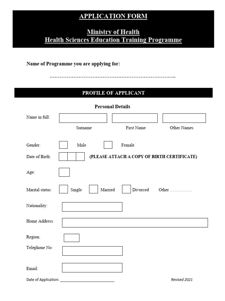 Application Form-Health Sciences Education 1 | PDF