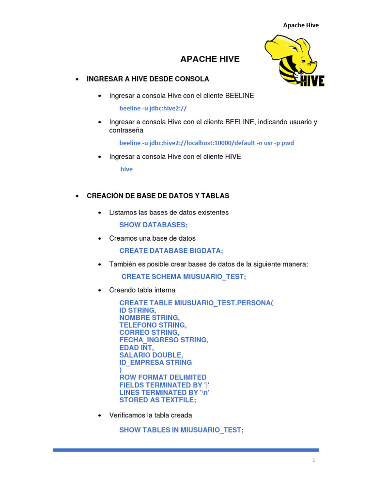 Laboratorio de Apache Hive | PDF | Archivo de computadora | Bases de datos