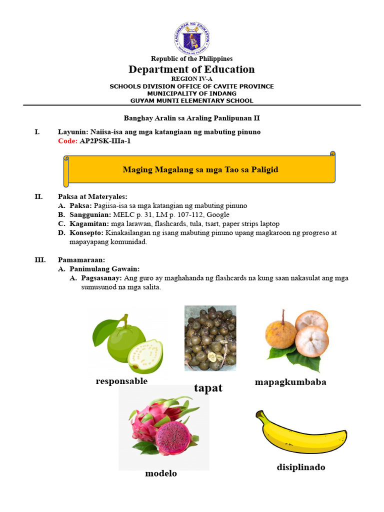 COT Q3 WEEK 6 Banghay Aralin Sa Araling Panlipunan II | PDF