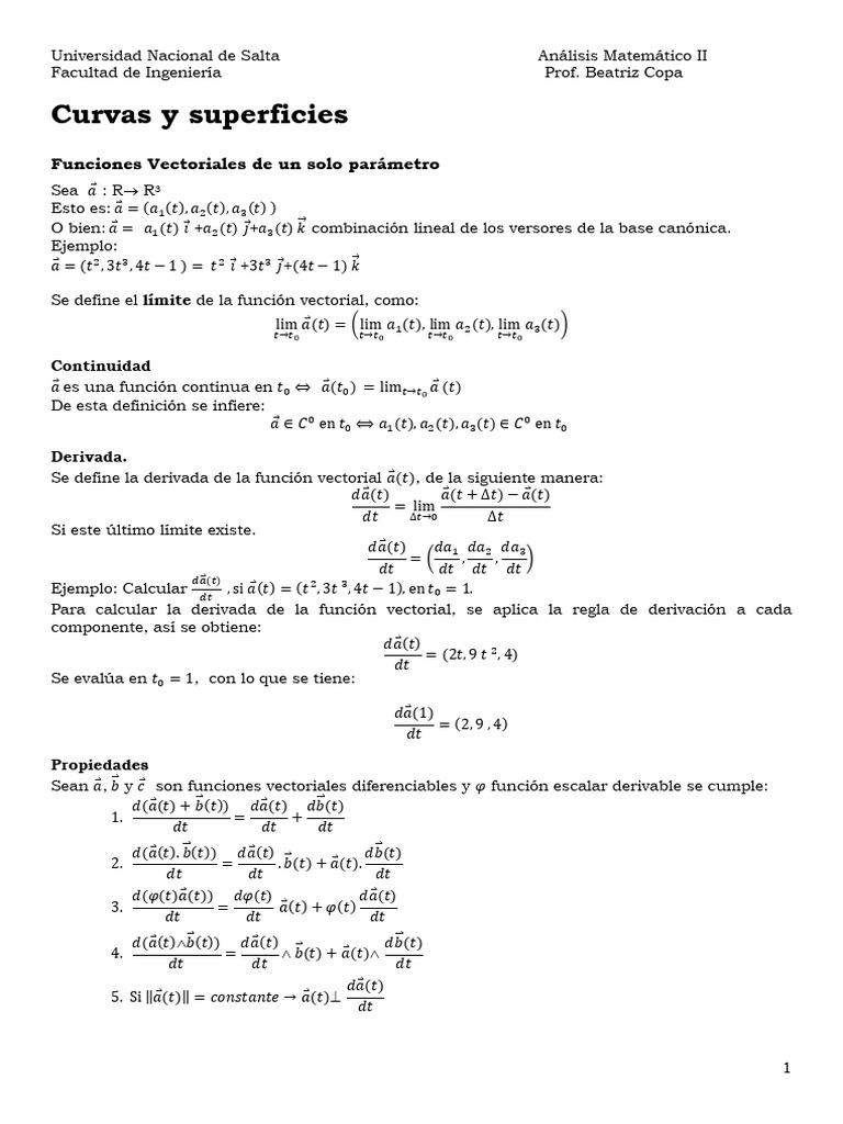 Curvas y SUperficies | PDF | Curva | Vector Euclidiano