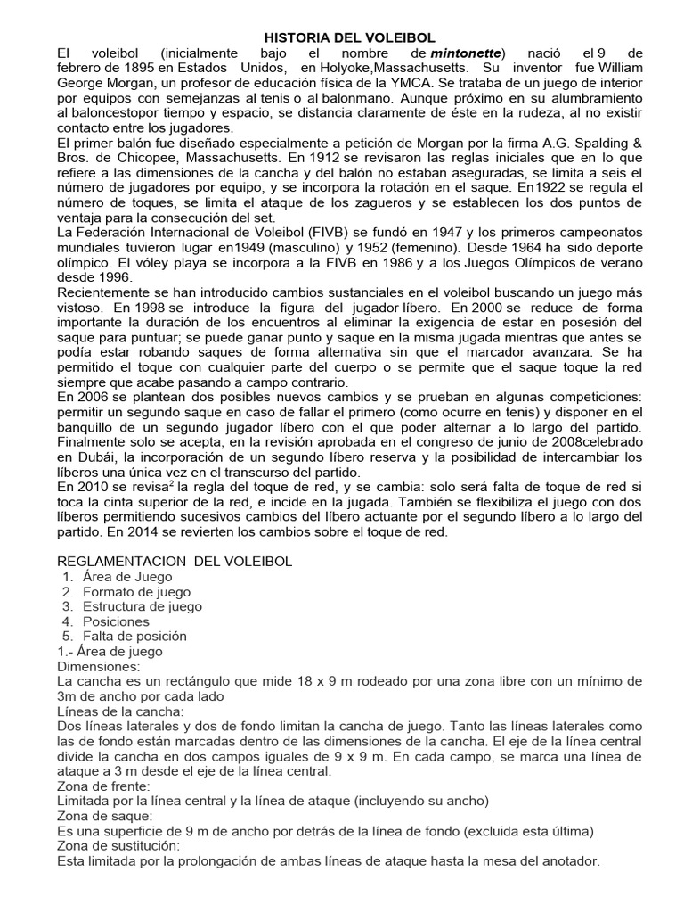 Historia Del Voleibol | Descargar gratis PDF | Vóleibol | Juegos ...