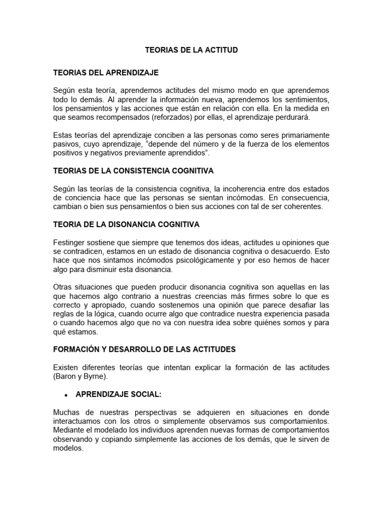 Teorias de La Actitud | PDF | Aprendizaje | Teoría