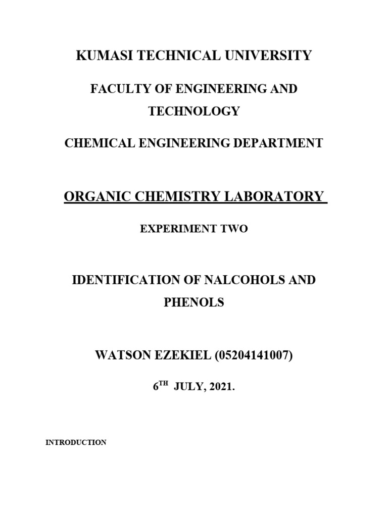 IDENTIFICATION OF ALCOHOLS LAB REPORT | PDF | Aldehyde | Chromium IDENTIFICATION OF ALCOHOLS LAB REPORT | PDF | Aldehyde | Chromium
